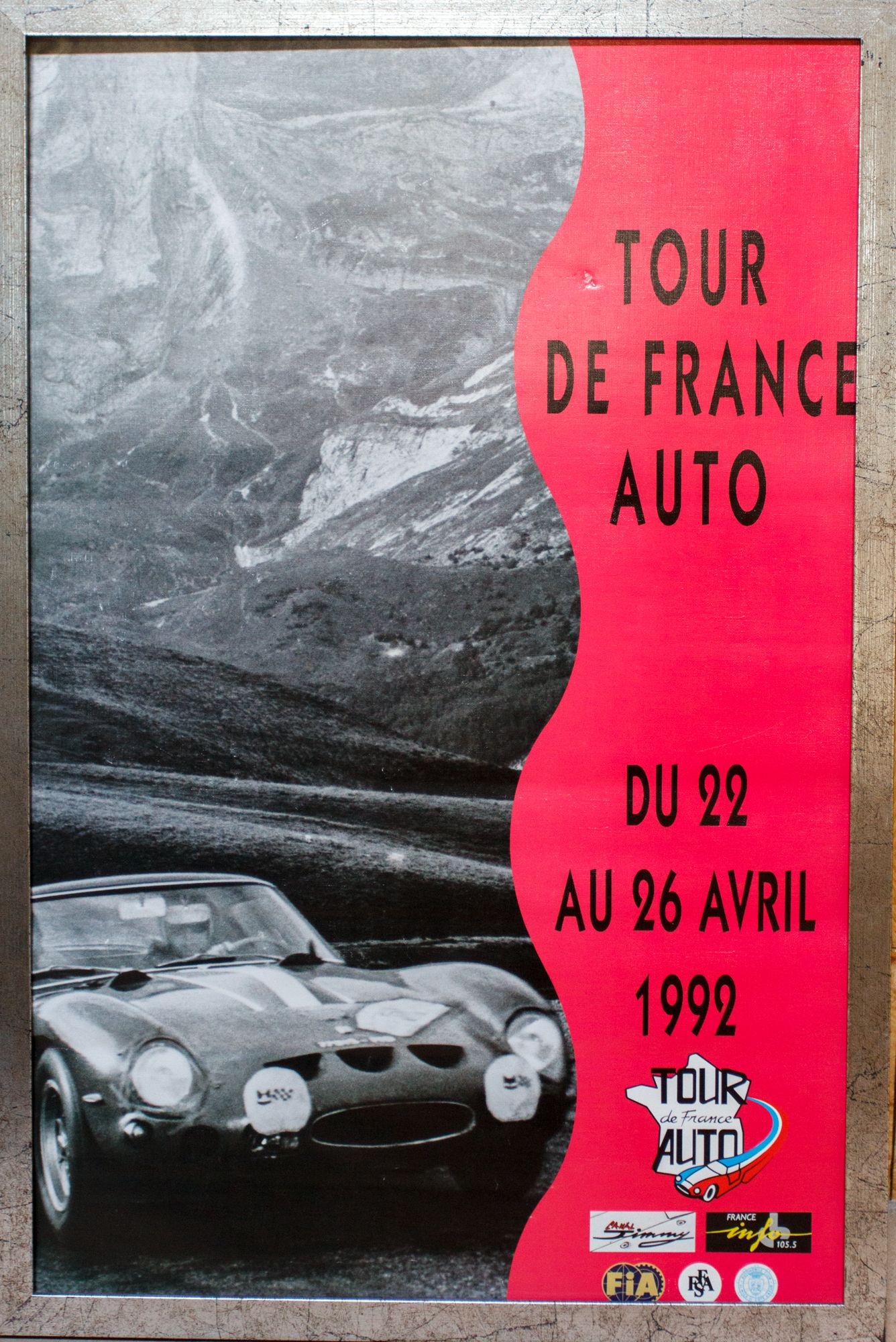 Bonhams Cars : A poster for the Tour Auto 1992, framed.