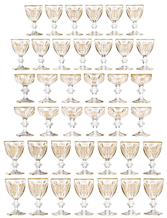 Bonhams : A suite of Baccarat gilt cut glass stemware in the Harcourt ...