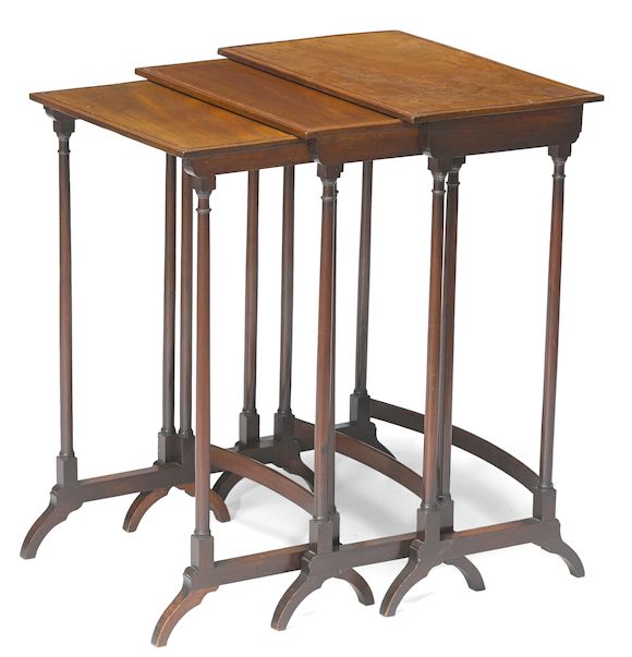 Bonhams : A set of three George III mahogany nesting tables fourth ...