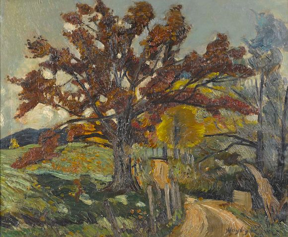 Bonhams : Hayley Lever (American, 1875-1958) Autumn Tree 20 x 24in