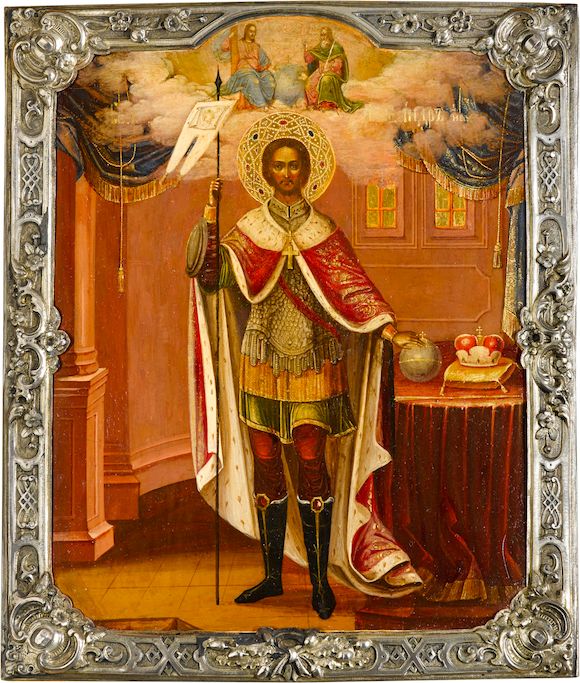Bonhams : Icon of Saint Alexander Nevsky Russian, Nizhnii Novgorod ...