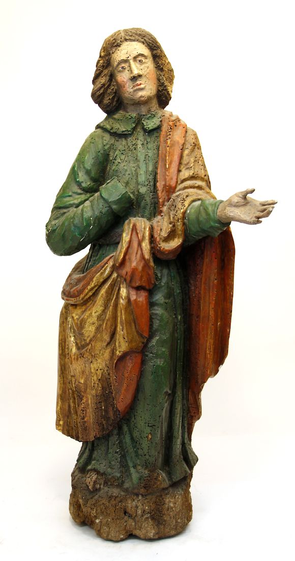 Bonhams : A Baroque polychrome and wood religious figure of a man late ...