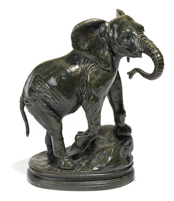 Bonhams : A French patinated bronze model of an elephant: Elephant d ...