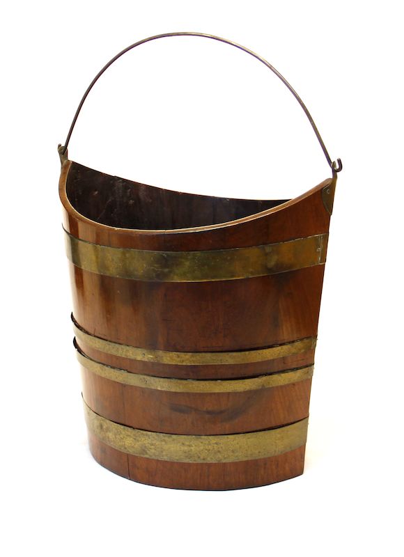 Bonhams : A George III style brass bound mahogany navette form bucket