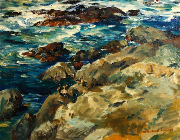 Bonhams : Maurice Logan (American, 1886-1977) Fishermen 14 x 18in