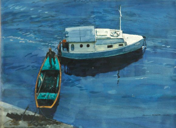 Bonhams : Donald Teague (American, 1897-1991) Paris in blue sight 6 x 9in