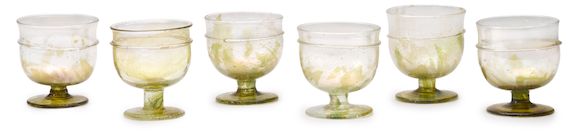 Bonhams : A set of six Tiffany Studios Favrile glass Roman style ...