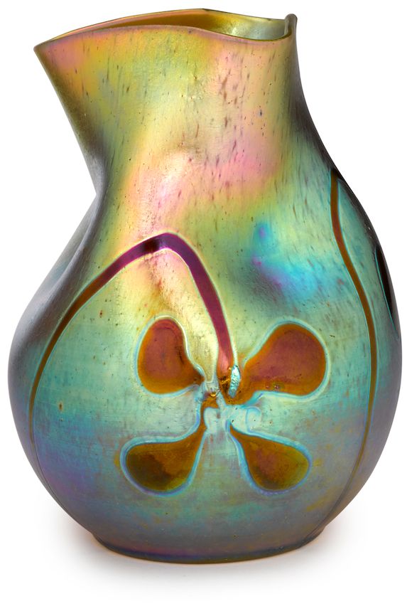 Bonhams : A Loetz applied iridescent glass foliate vase circa 1900