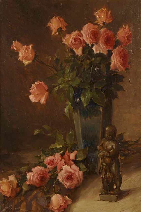 Bonhams : Joseph Tomanek (American, 1889-1974) Still life with roses ...