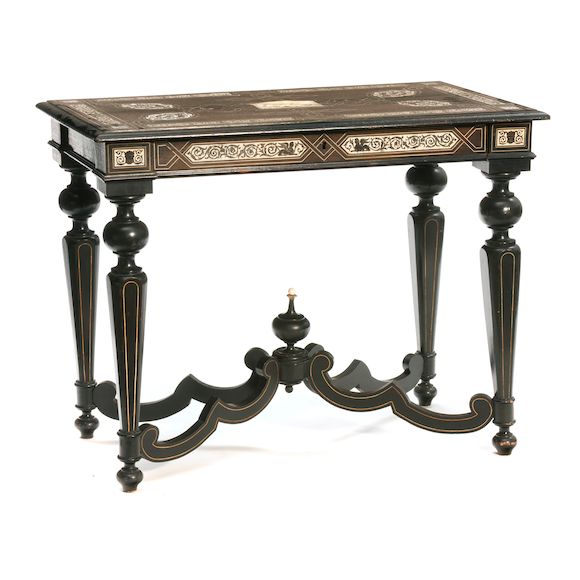 Bonhams : An Italian Renaissance Revival ivory inlaid ebonized center table