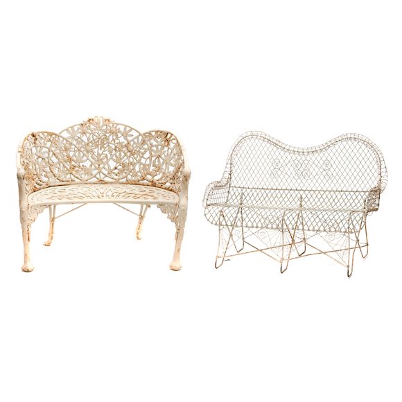 Bonhams : An American paint decorated cast iron garden bench