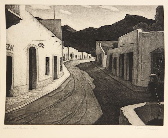 Bonhams : Charles Merrick Capps (American, 1898-1965); Mexican Barber Shop;