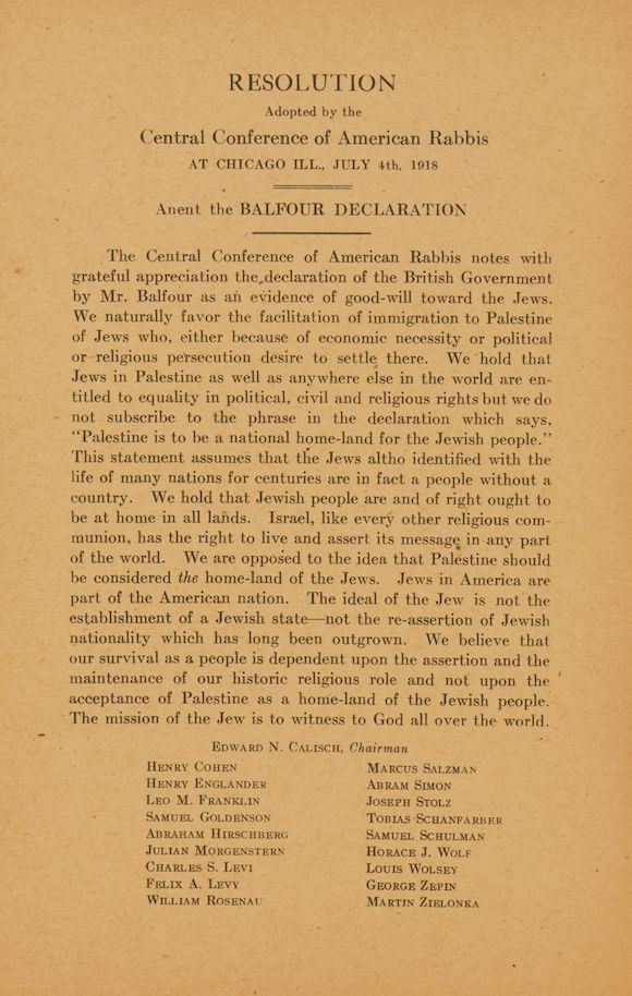 Bonhams : BALFOUR DECLARATION CIRCULAR. Resolution adopted by the ...