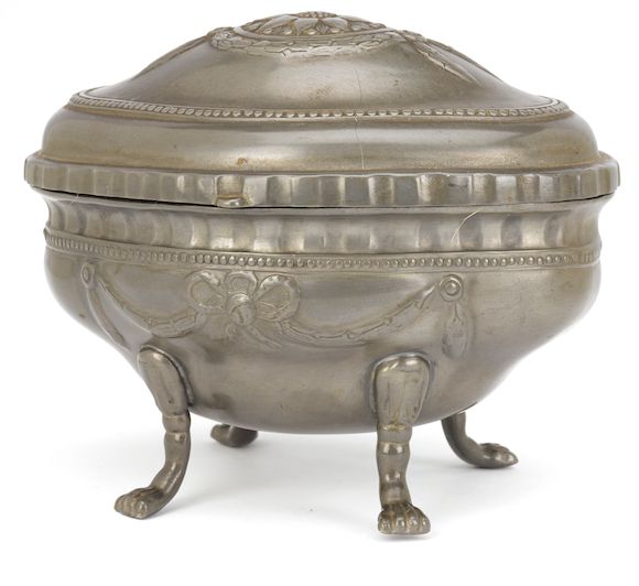 Bonhams : A Continental pewter Etrog container 20th century ovoid with ...