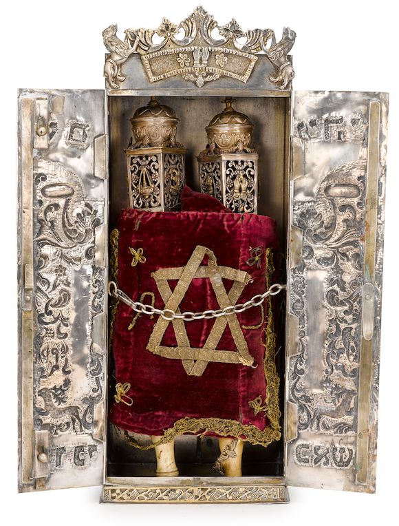 Bonhams : A 20th century silver Torah case with a late 19th century ...