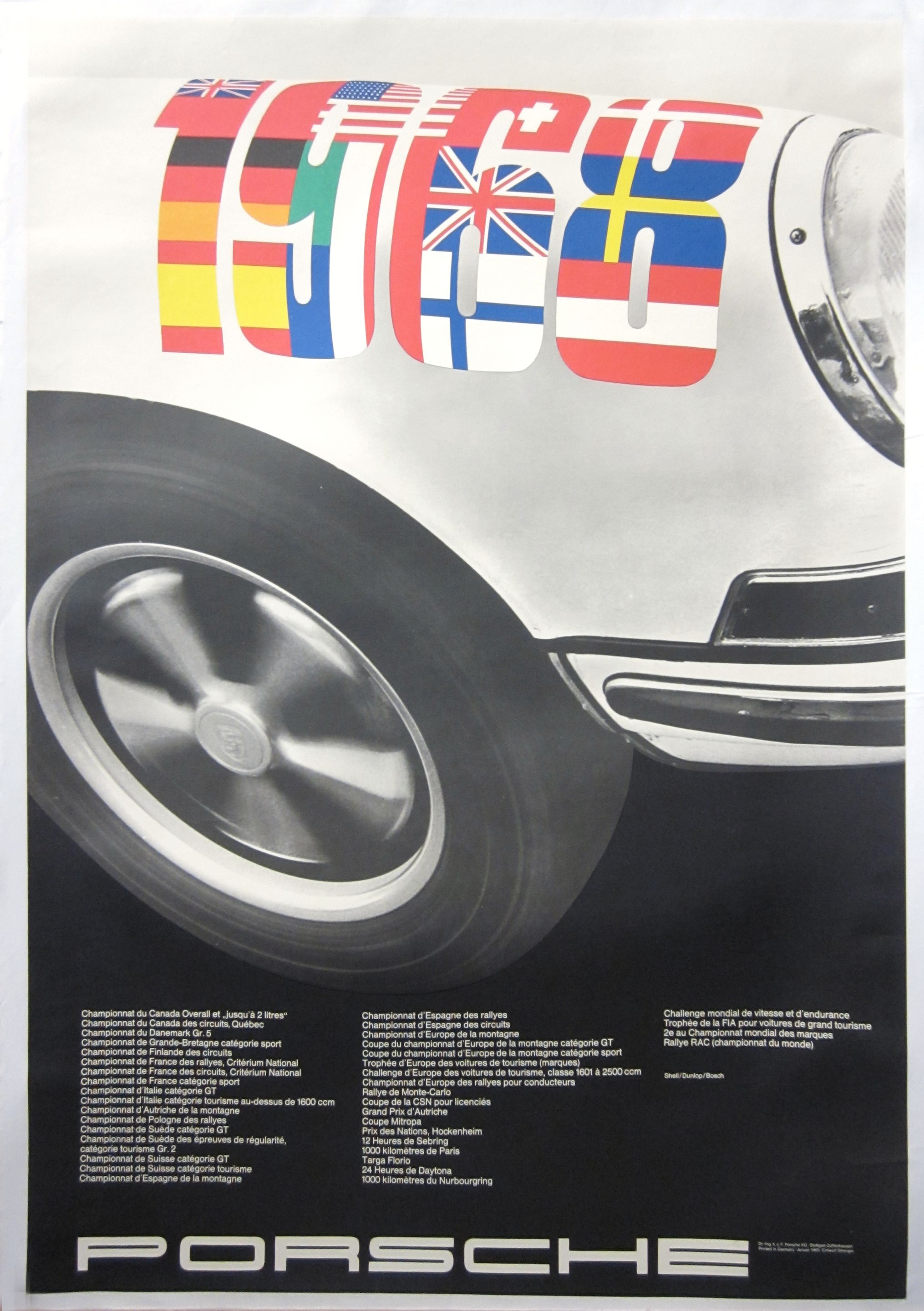 Bonhams Cars : A 1968 Porsche racing poster,