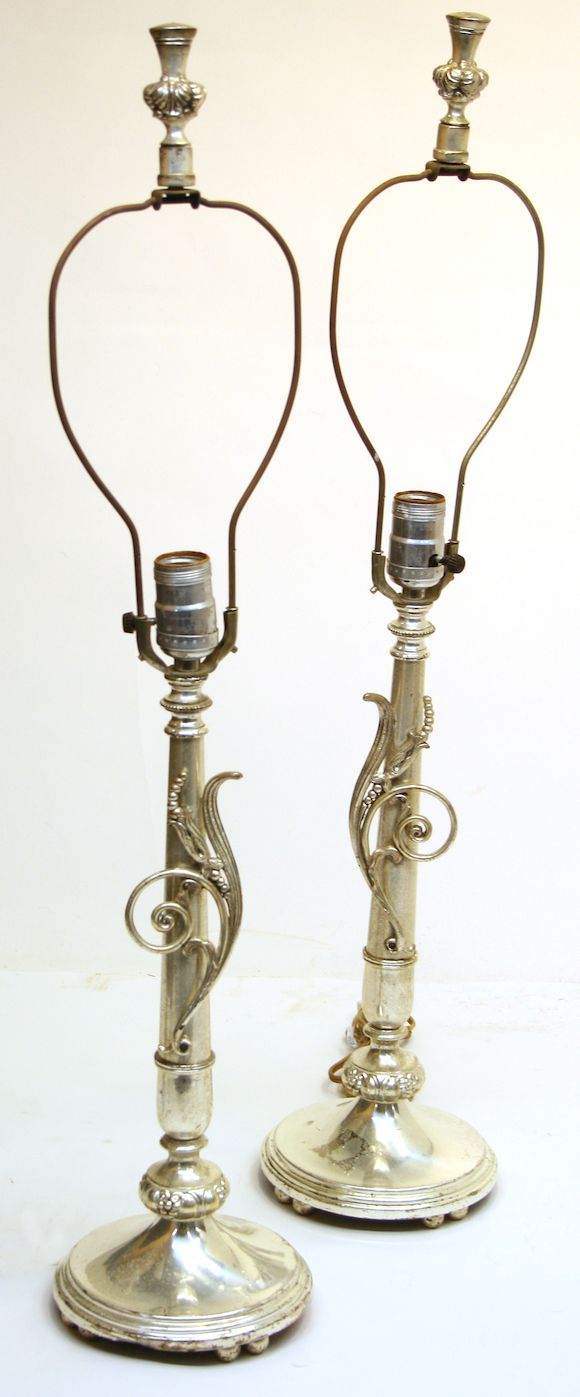 Bonhams : A pair of American silverplated table lamps Radiant Lamp ...