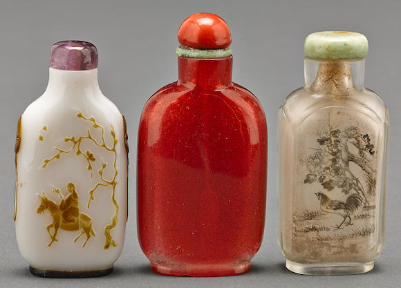 Bonhams Three Glass Snuff Bottles