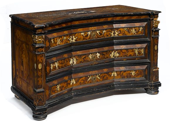 Bonhams : An imposing Italian Baroque marquetry inlaid walnut chest ...