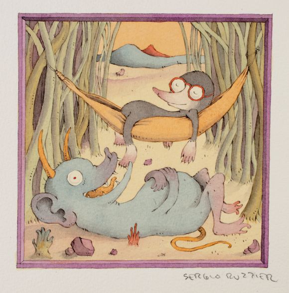 Bonhams : RUZZIER, SERGIO. b.1966. 2 illustrations for Why Mole Shouted ...