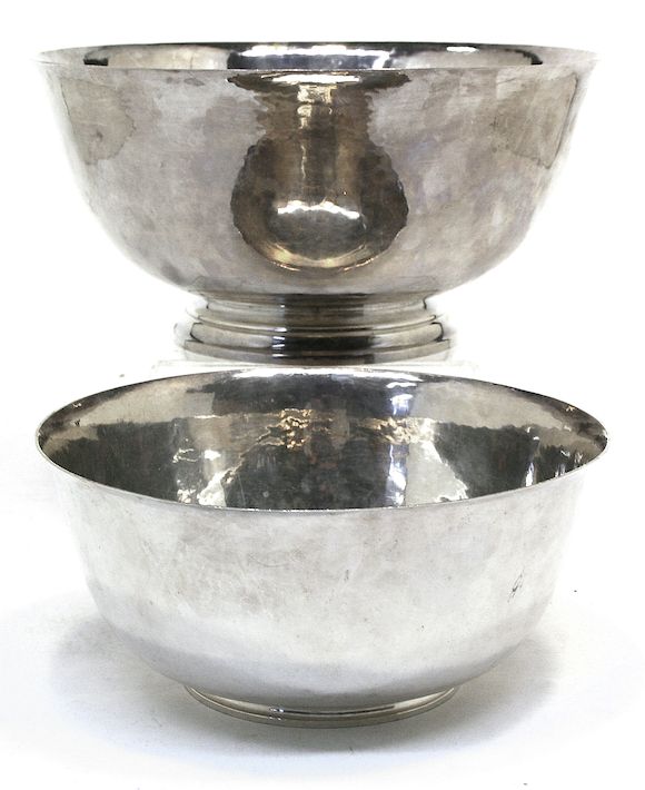 Bonhams : Two American hammered sterling silver graduated 'Revere ...