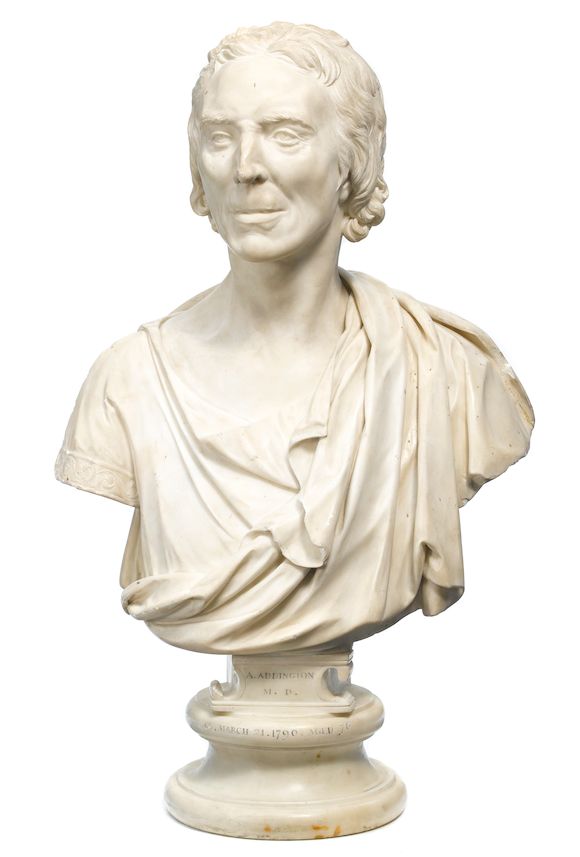 Bonhams : An English carved marble bust of Dr. Anthony Addington ...