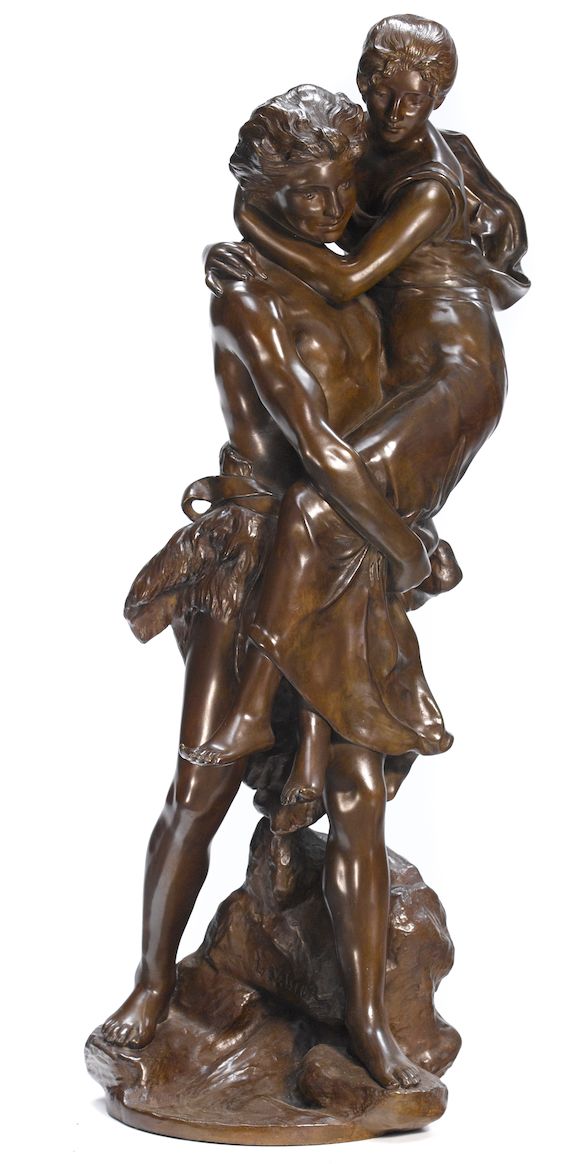 Bonhams : A French patinated bronze figural group after a model by ...