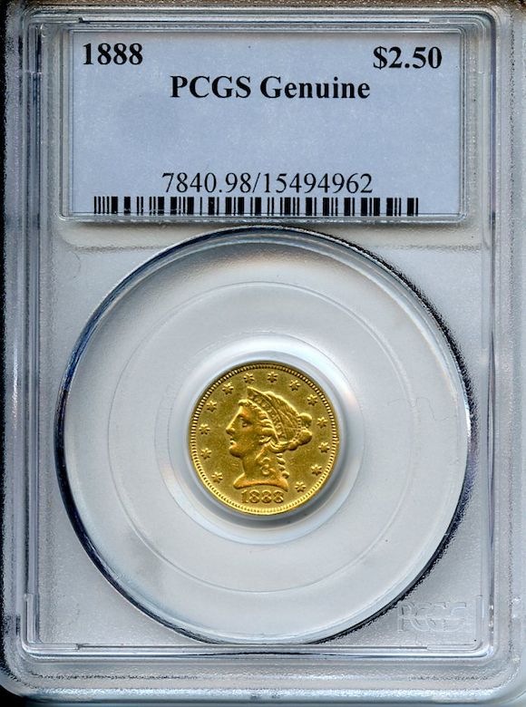 Bonhams : 1888 2.5. Genuine (Code 98, Damage) PCGS