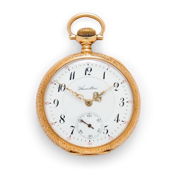 Bonhams : Hamilton. A fine 14K gold open face watchModel 994, No.1155094