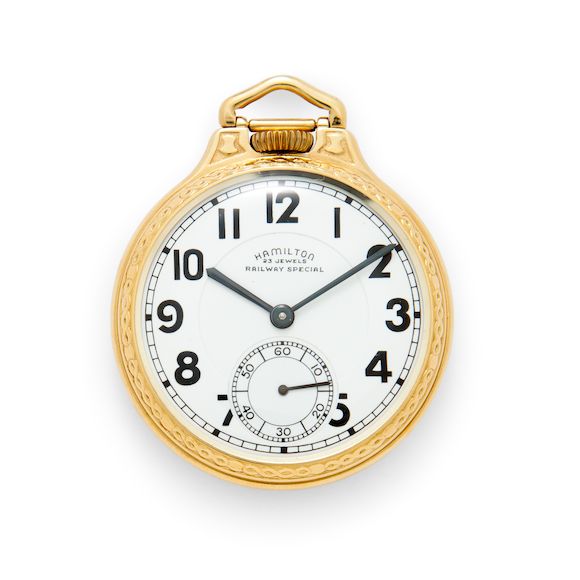 Bonhams : Hamilton. A fine 14K gold railroad watchModel 950B, No.S632 ...