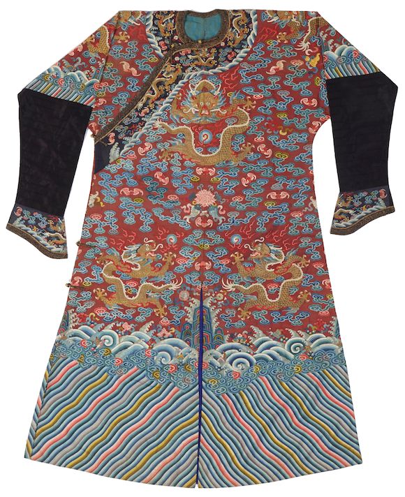 Bonhams : A russet ground kesi-woven dragon robe Late Qing dynasty