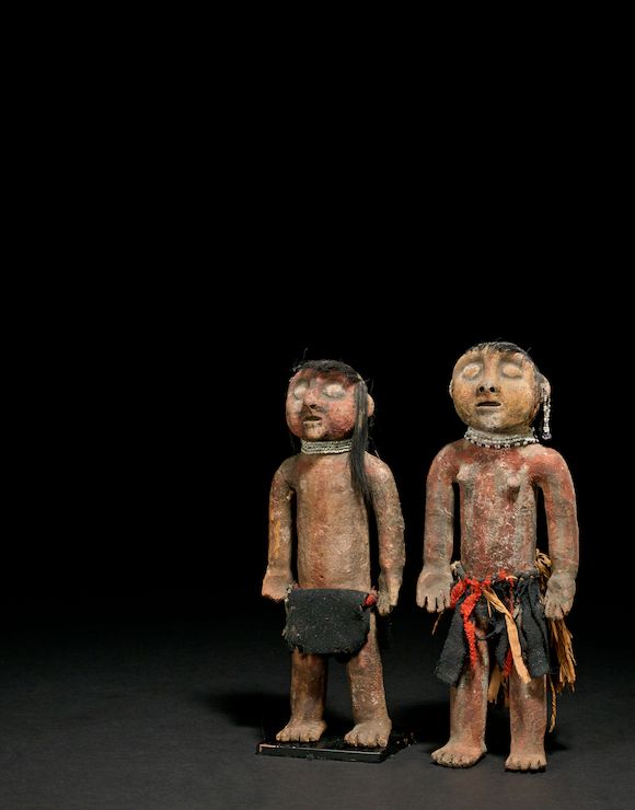 Bonhams : A pair of rare Mojave human effigy figures
