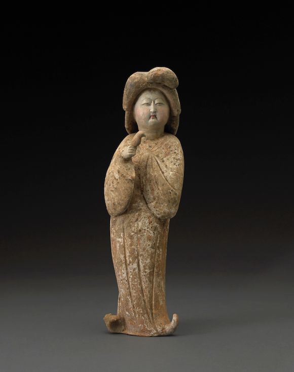 Bonhams : A painted pottery model of a fat lady Tang dynasty