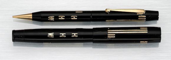 Bonhams : CHILTON: Large Wing-Flow #N7H Black Celluloid & Gold-Plated ...