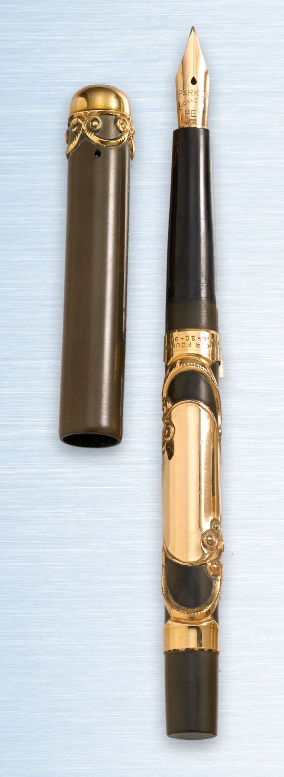 Bonhams : PARKER Parker No. 33 Gold-Plated Filigree Eyedropper Dome Cap ...