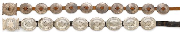 Bonhams : Two Navajo concha belts