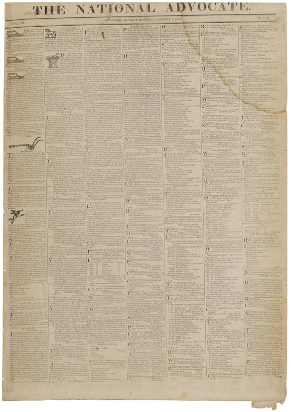 Bonhams : JEWS IN AMERICAN JOURNALISM. National Advocate. New York ...