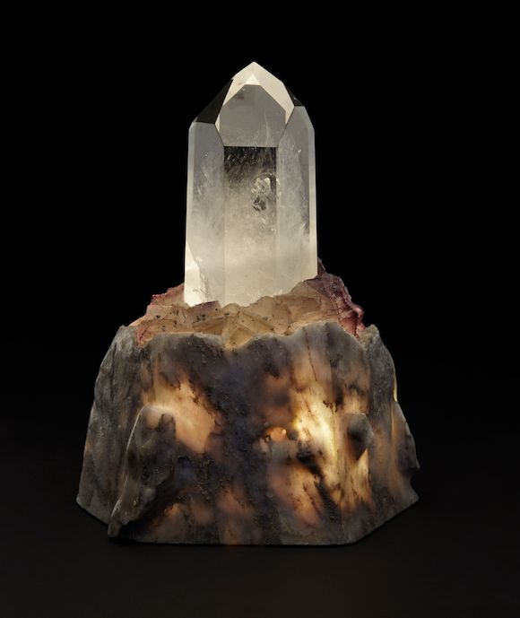 Bonhams : Illuminated Polished Quartz Crystal Lamp