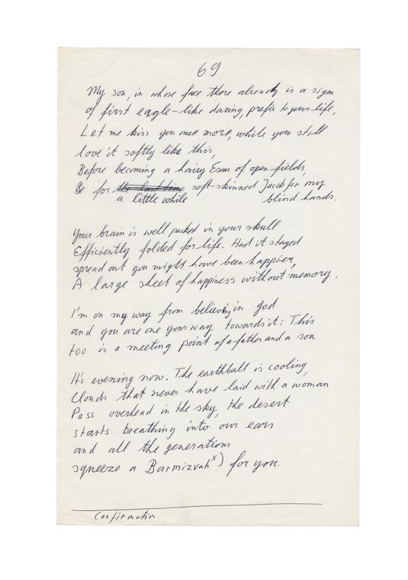 Bonhams : AMICHAI, YEHUDA. 1924-2000. Autograph and Typed Manuscripts ...