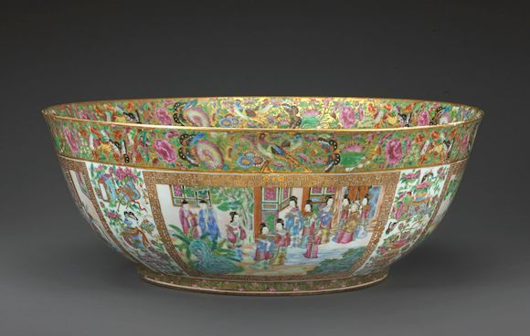 Bonhams : A large Canton famille rose enameled punch bowl Circa 1860