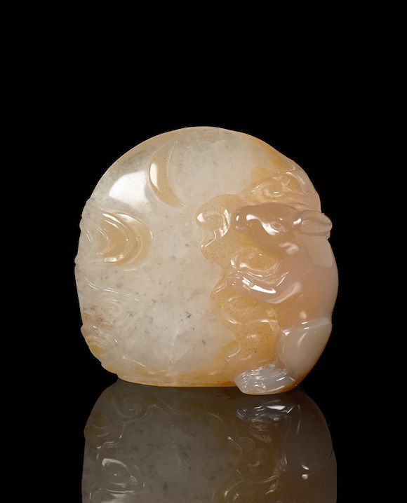 Bonhams : A water agate carving of a rabbit