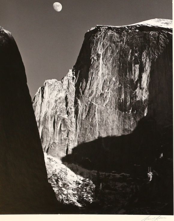 Bonhams : Ansel Adams (American, 1902-1984); Moon and Half Dome ...