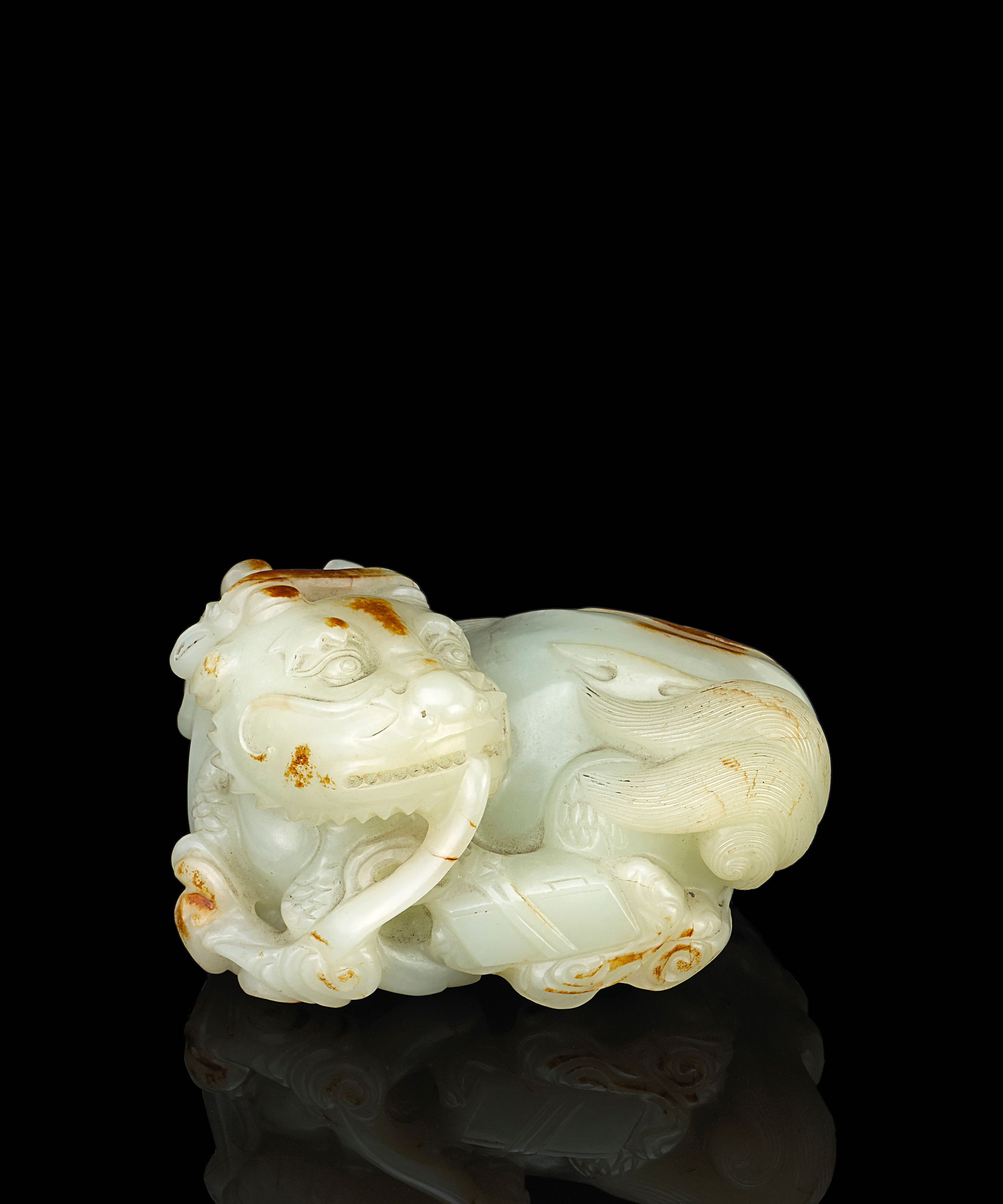 Bonhams : A fine nephrite carving of a mythical beast 17th/18th century