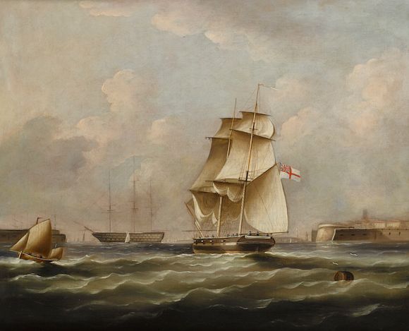 Bonhams : Thomas Buttersworth (British, 1768-1828) A naval brig of the ...