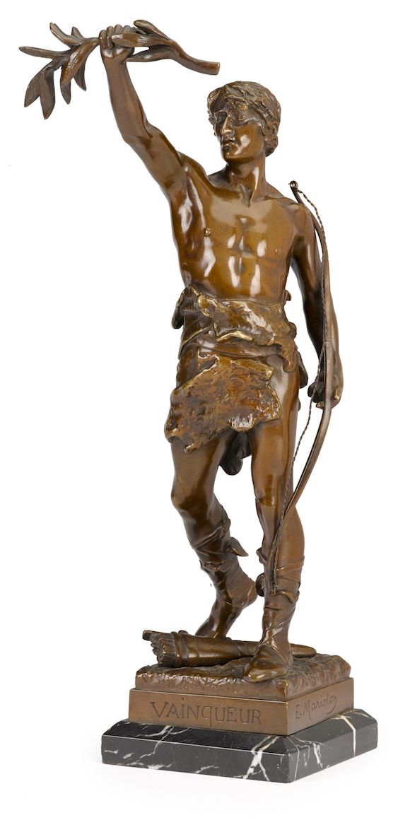 Bonhams : A patinated bronze sculpture: "Le Vainqueur" after a model by ...