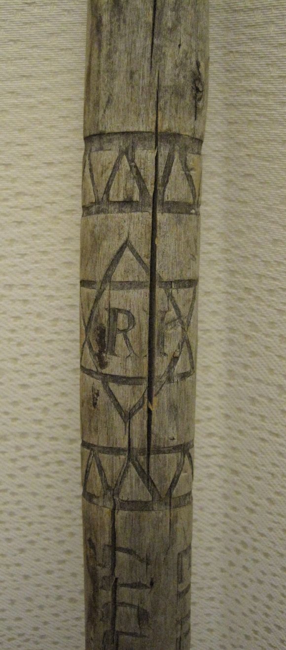 Bonhams : A Jewish Folk Art walking stick carved from driftwood 1940