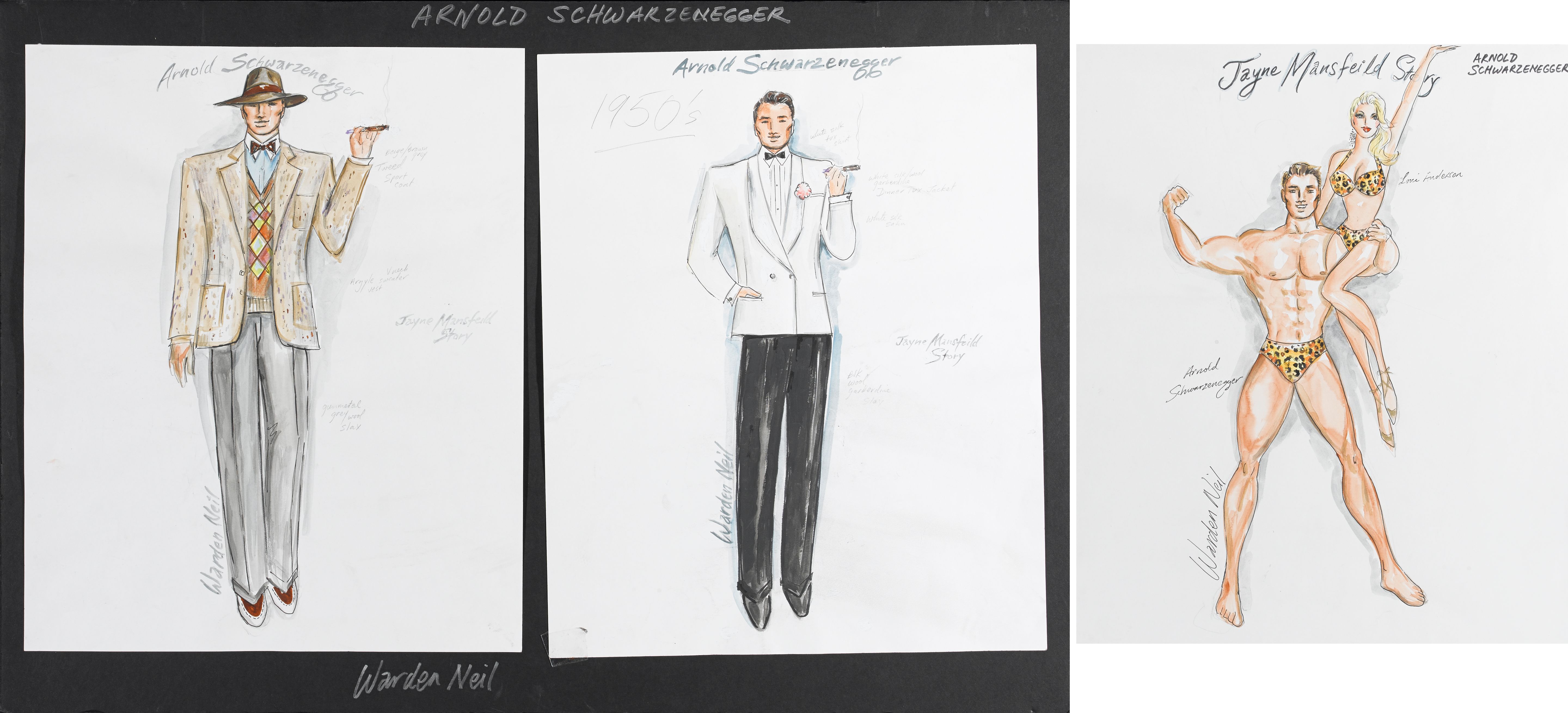 Bonhams : A group of three Warden Neil sketches of Arnold ...