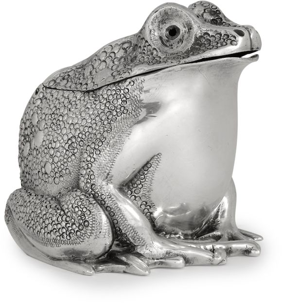 Bonhams : An Elizabeth II sterling silver toad-form inkwell by Harman ...