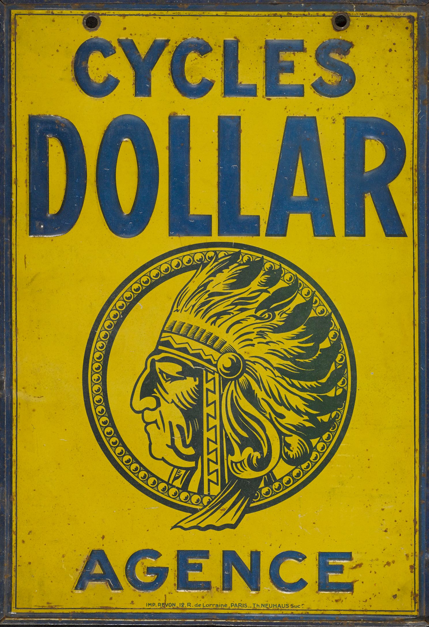 Bonhams Cars : A double sided 'Cycles Omnium/Dollar Agence' advertising ...