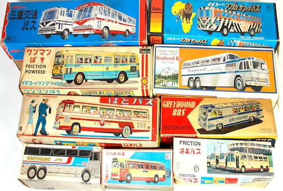 Bonhams : Friction Lithographed Tin Coaches in Decorative Boxes